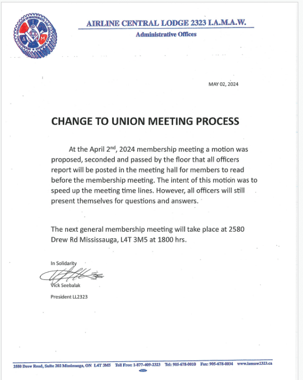 CHANGE TO UNION MEETING PROCESS | IAM Union - Local 2323