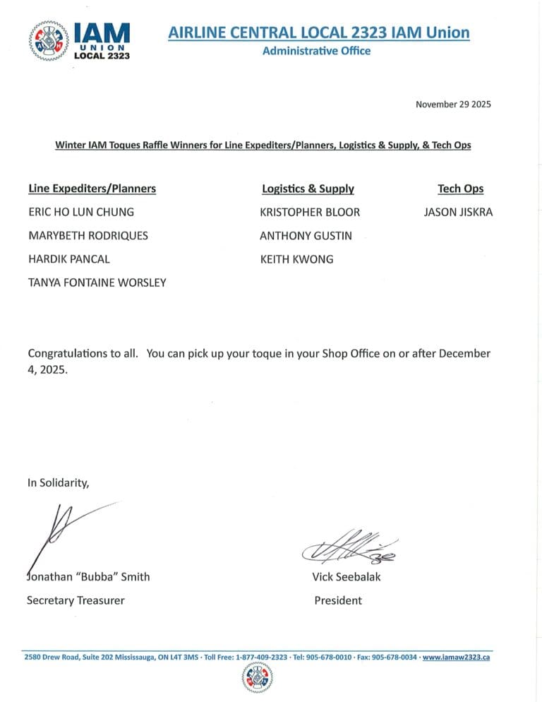 Winter IAM UNION Toque Raffle Winners – December 2025 | IAM Union ...
