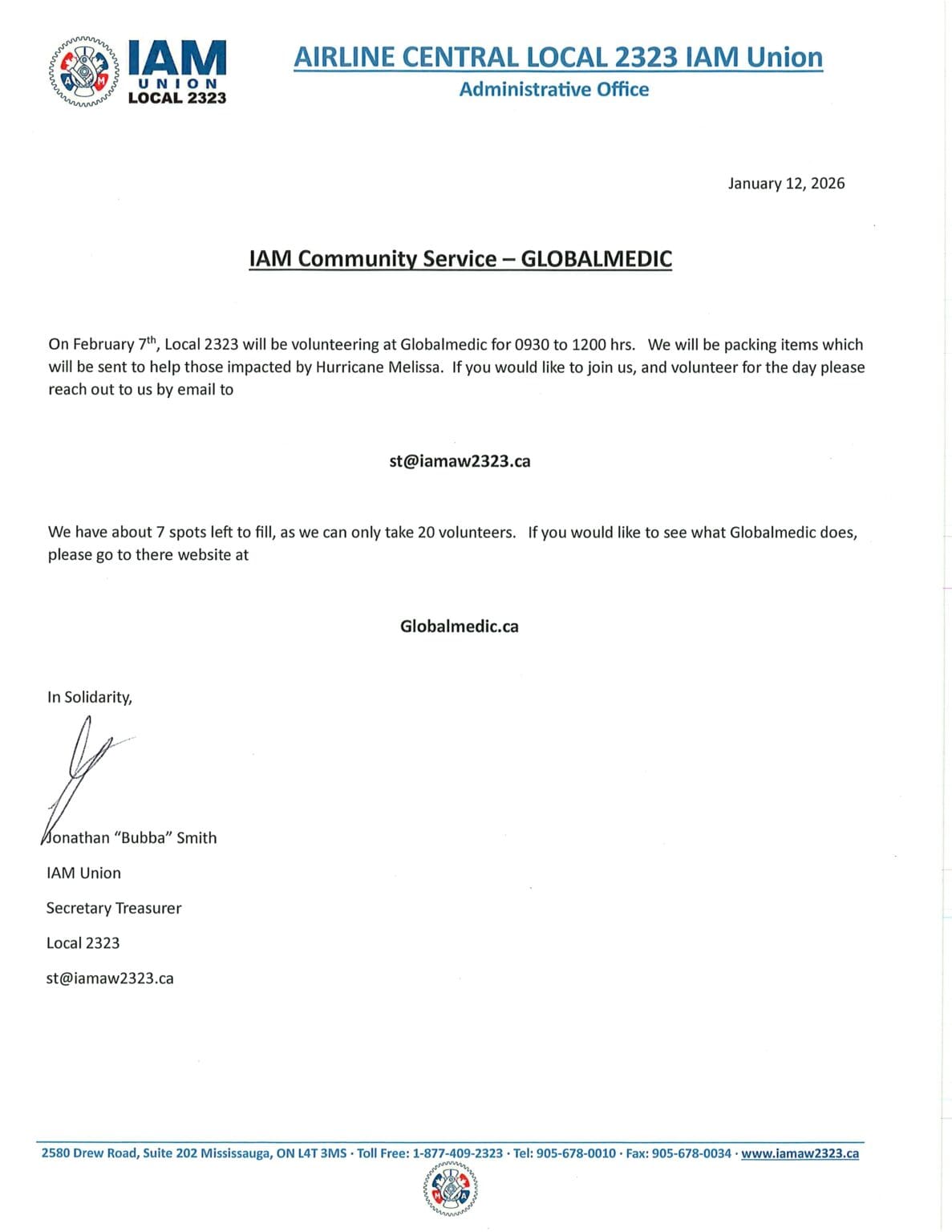 IAM Community Service – GlobalMedic Volunteer Opportunity | IAM Union ...