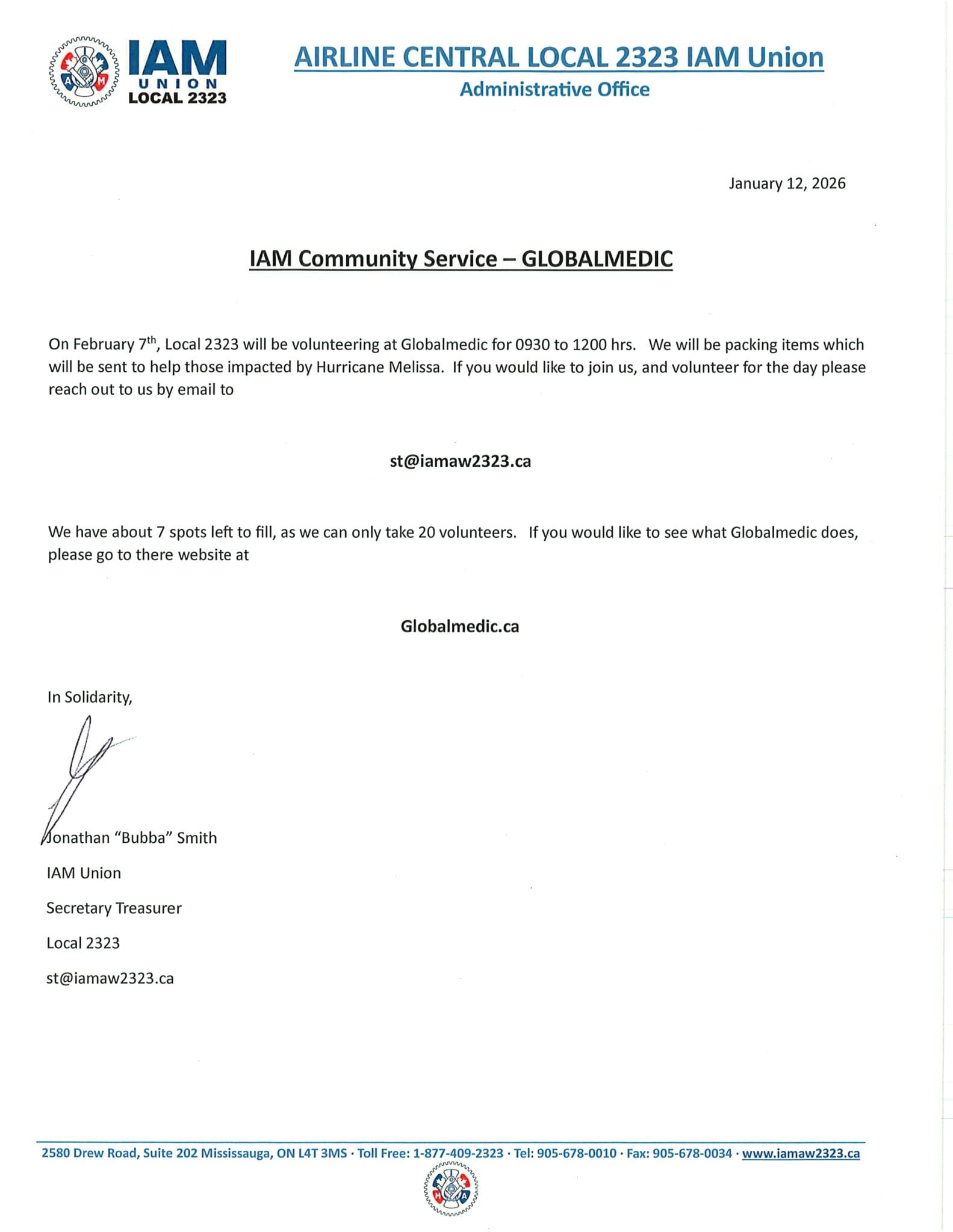IAM Community Service – GlobalMedic Volunteer Opportunity | IAM Union ...