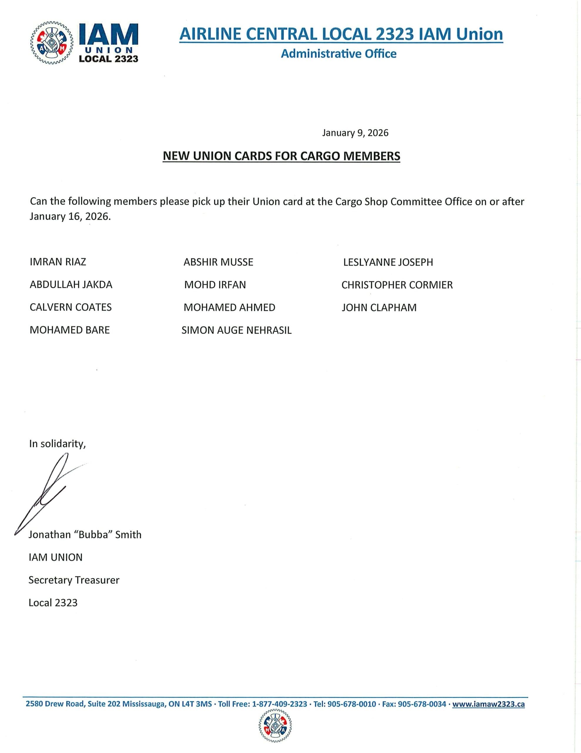NEW UNION CARDS FOR CARGO MEMBERS | IAM Union - Local 2323