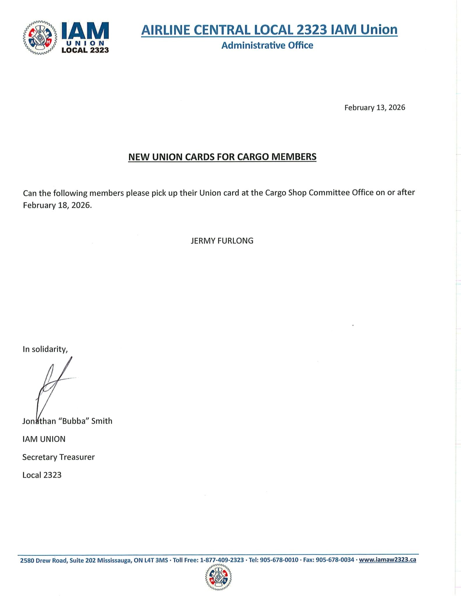 NEW UNION CARDS FOR CARGO MEMBERS | IAM Union - Local 2323