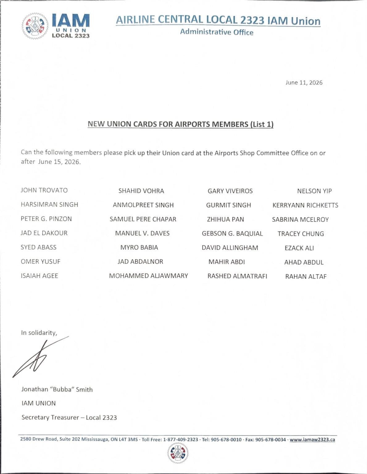 New Union Cards for Airports Members (List 1) | IAM Union - Local 2323