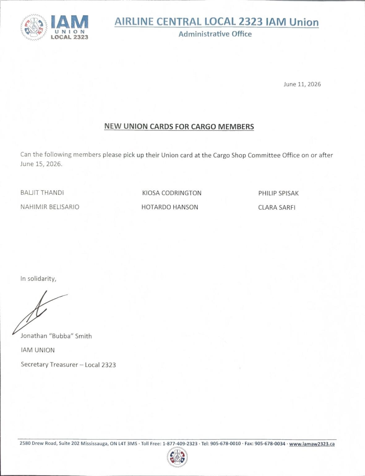 New Union Cards for Cargo Members | IAM Union - Local 2323